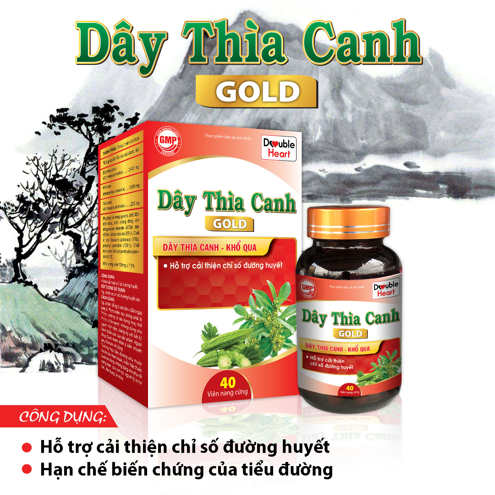 Hỗ Trợ Cải Thiện Chỉ Số Đường Huyết DÂY THÌA CANH GOLD, Lọ 40 viên ...